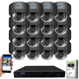 gw security 16 channel 4k nvr 8mp (3840x2160) h.265 ip poe security camera system with 16 uhd 4k 2.8-12mm varifocal zoom color night vision waterproof ai dome camera, intelligence ai smart functions