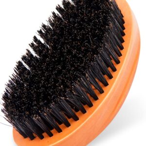 Styleomize Curved Wave Brush with Firm Boar Bristles - Premium Quality Wood Brush for Men's Hairstyling That Keeps Your Scalp Safe (Medium)