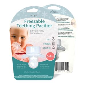 nippii freezable orthodontic pacifier for teething - orthodontic design teething pacifier for baby teething relief - medical grade silicone pacifier