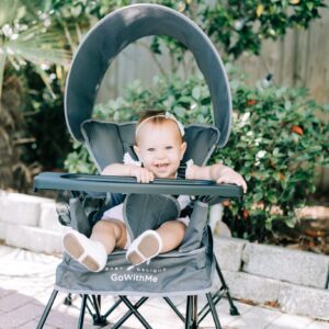 baby delight go with me jubilee deluxe portable chair | indoor and outdoor | sun canopy | grey