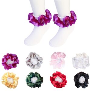 8 pairs 3d three-dimensional big ruffled lace cotton socks, frilly dress princess socks for little girls 0-10 years