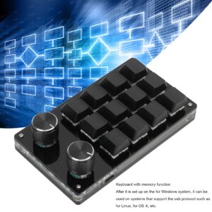 Sonew One Handed Mechanical Keyboard 12 Key RGB Gaming Keyboard DIY Programmable Keypad for Office Gaming Lab(Full Black)