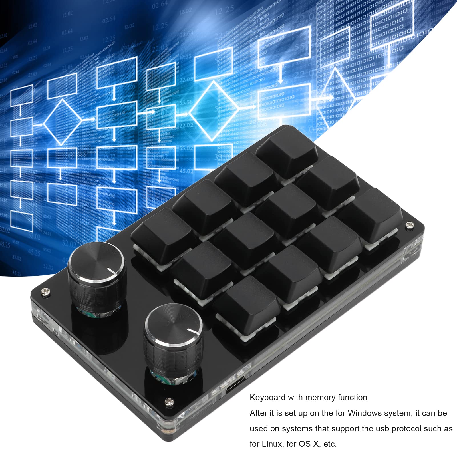 Sonew One Handed Mechanical Keyboard 12 Key RGB Gaming Keyboard DIY Programmable Keypad for Office Gaming Lab(Full Black)