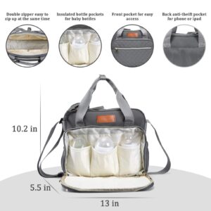 TRENDPLAY Mini Diaper Bag Baby Nappy Nursery Bag - Travel&Outdoor Organizer, Stroller Bag Multi-Function Maternity Bag for Mom Daddy, Gray