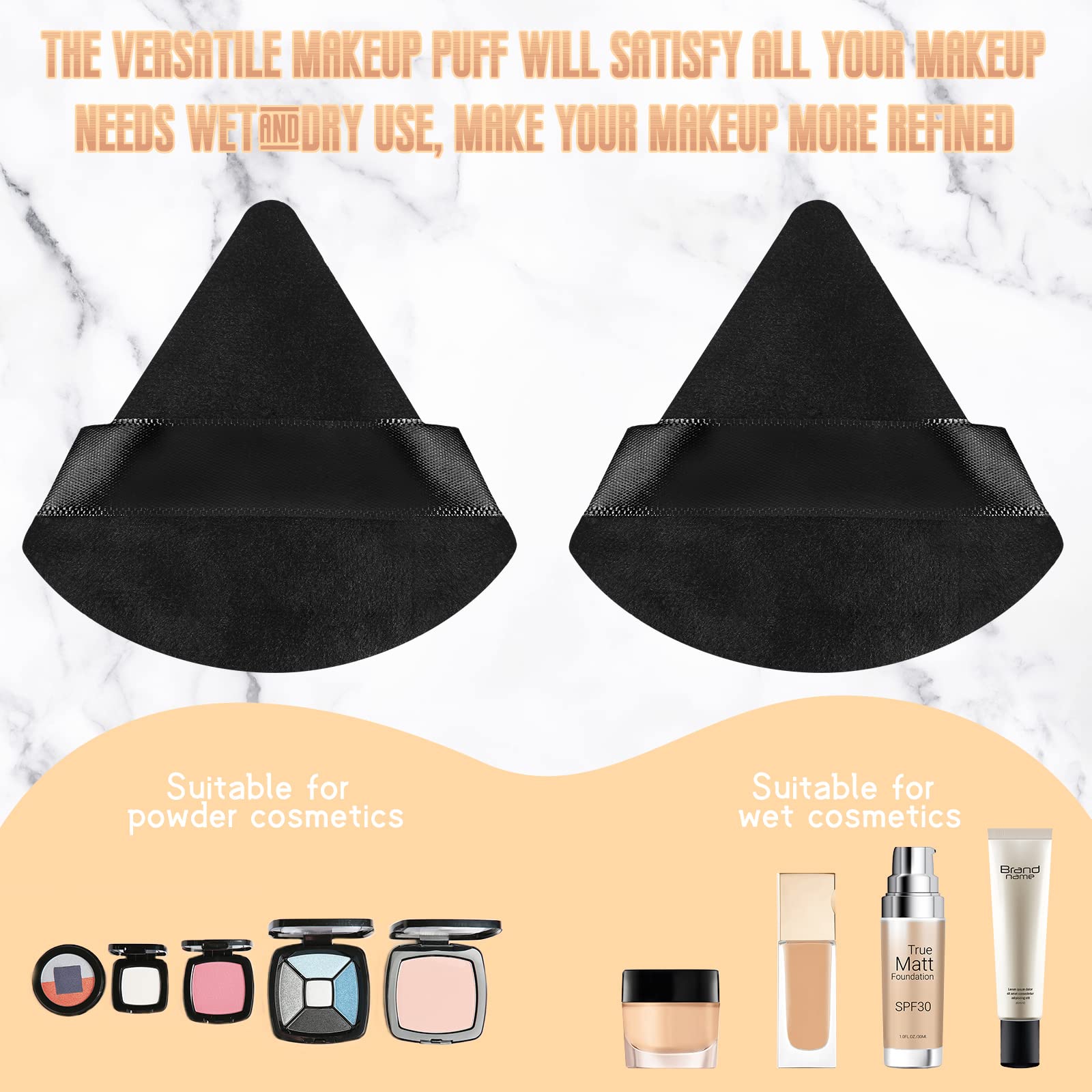 48 Pcs Velour Triangle Powder Puff Soft Velour Makeup Puff Velour Puffs for Face Powder Makeup Triangle Sponges for Wet and Dry Cosmetic Foundation Loose Mineral Powder Body Makeup Tool (Black)