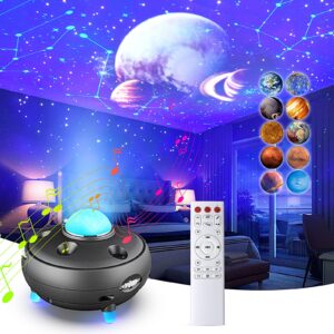 constellations planetarium planets stars projector: 20 in 1 night light solar system projector bluetooth speaker,space ceiling projector for bedroom