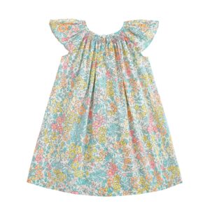 Simplee kids Baby Floral Dress Toddler Smocking Dress Little Girls Casual Dress Floral Print Sundress for Spring Summer Dress 24M-6T