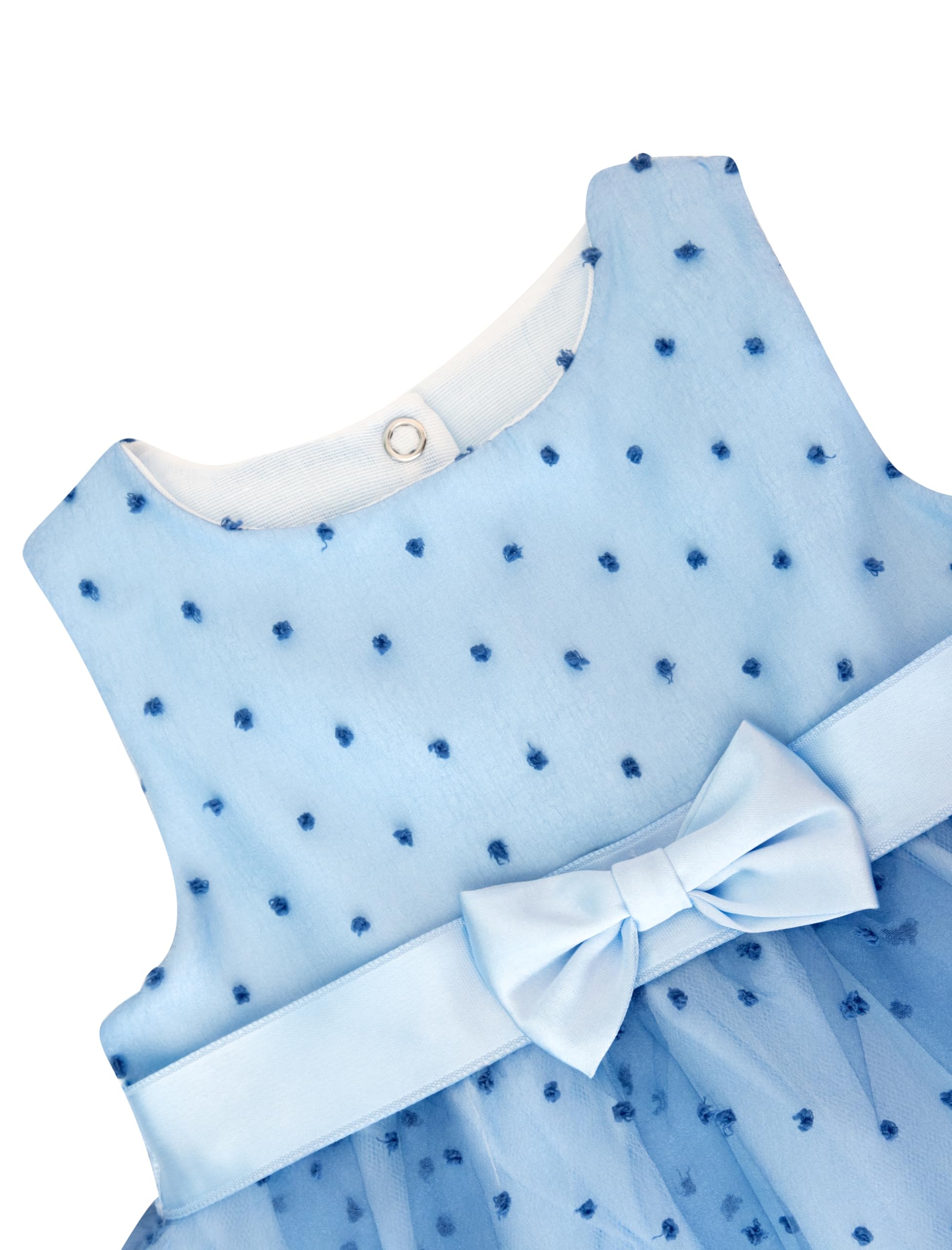 Lilax Baby Girl Lace Sleeveless Dot Tulle Dress Pageant 3 Piece Party Wedding Outfit (3-6 Months, Blue)