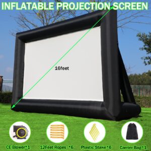 staelea 16ft Inflatable Movie Projector Screen, Indoor and Outdoor Projector Screen with Carry Bag for Front and Rear Projection