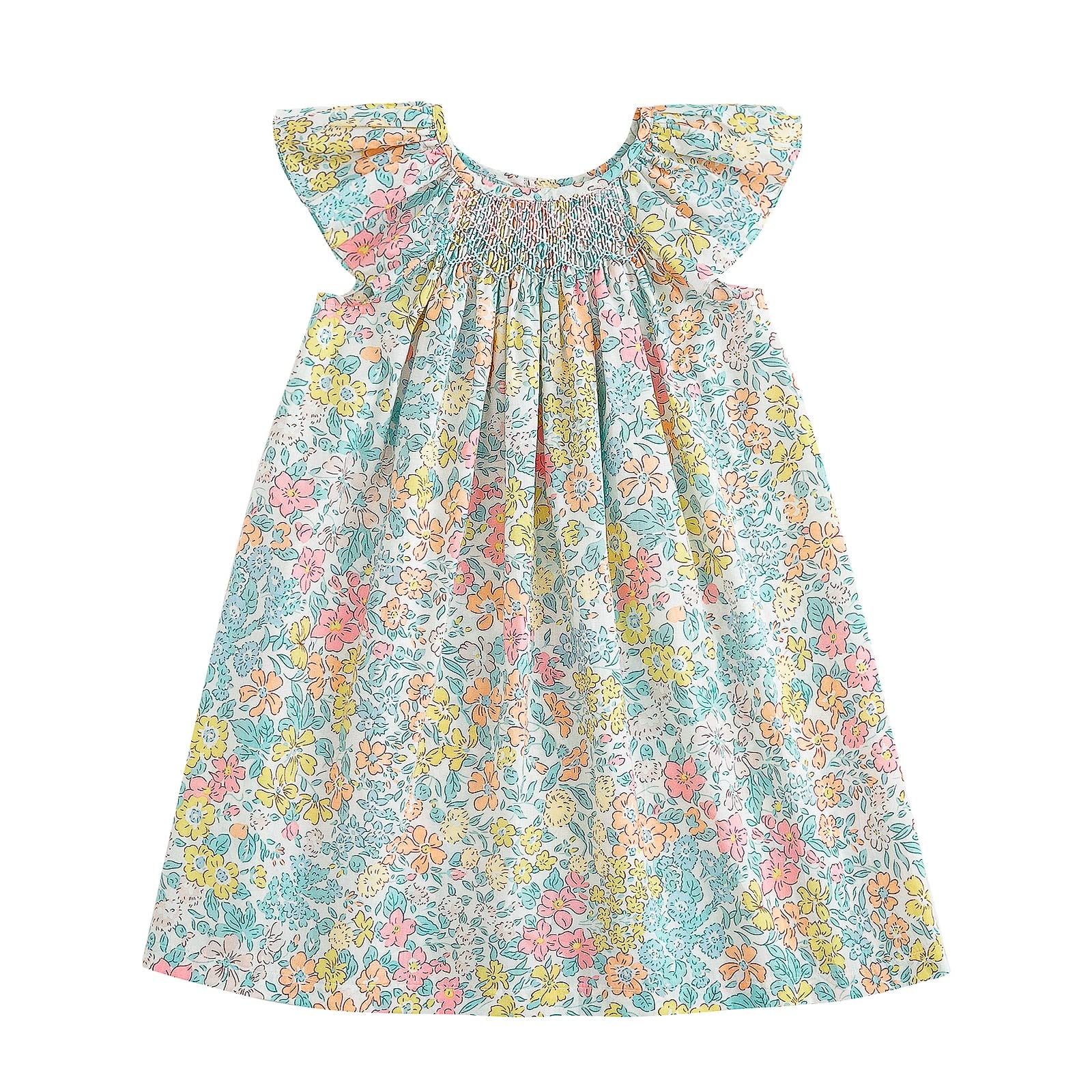 Simplee kids Baby Floral Dress Toddler Smocking Dress Little Girls Casual Dress Floral Print Sundress for Spring Summer Dress 24M-6T