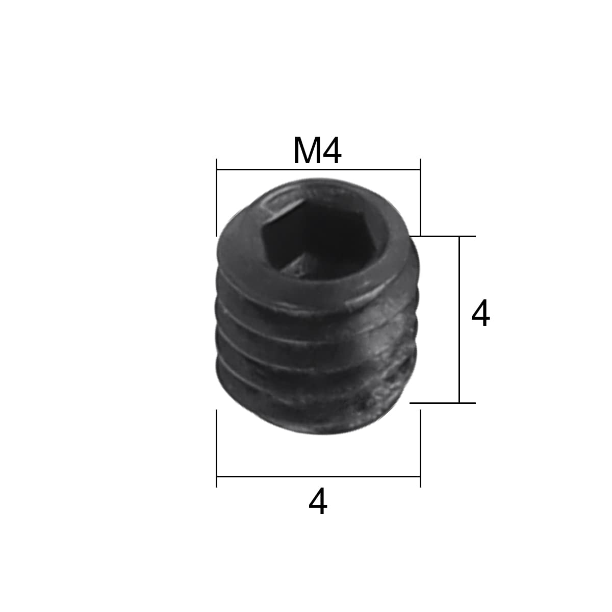 Niooliuk Pack of 100 Black M4 x 4mm Alloy Steel Hex Socket Set Grub Screws Headless Cup Point