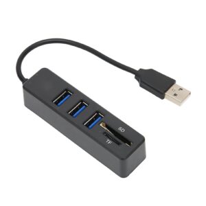 ashata usb2.0 hub, 3 ports usb splitter high speed memory card storage card reader usb c adapter dongle for keyboard, mouse, u disk, plug and play(black)