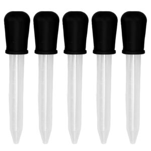 5pcs liquid droppers, 5ml silicone material easy clean making disposable diy eye dropper with bulb tip for kids candy (black)