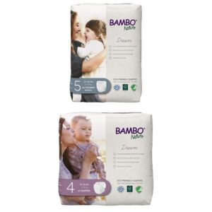 bambo nature premium eco-friendly training pants, size 5, 20 count and baby diapers, size 4, 27 count