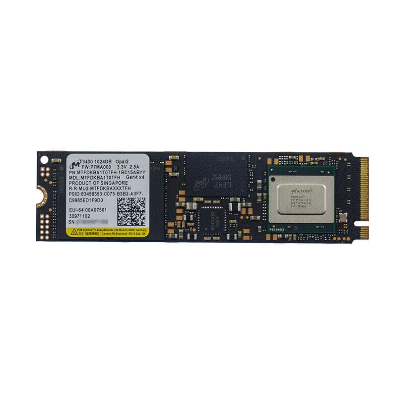 Micron SSD 1TB 3400 M.2 2280 NVMe PCIe 4.0 Gen4 x4 MTFDKBA1T0TFH Solid State Drive for Laptop Desktop Ultrabook PS5 Console