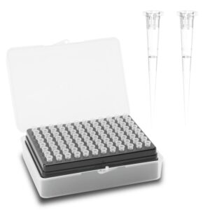 onilab scientific universal 10ul pipettor tips lab transparent liquid pipettor tips with box non-pyrogenic dnase/rnase free autoclavable 1 rack 96 tips (10ul, 96)