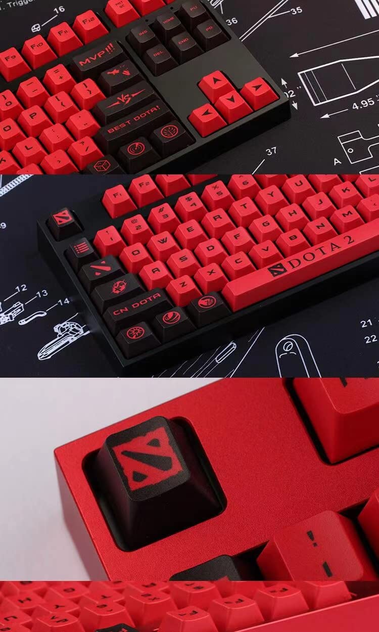 GOTMOKAY DIY Keycap Red&Black Personalise Keycap Cherry PBT Dye-Sublimated 178 Keycaps Cherry Factory Height for Mechanical Gaming Keyboard (Black&Gray)