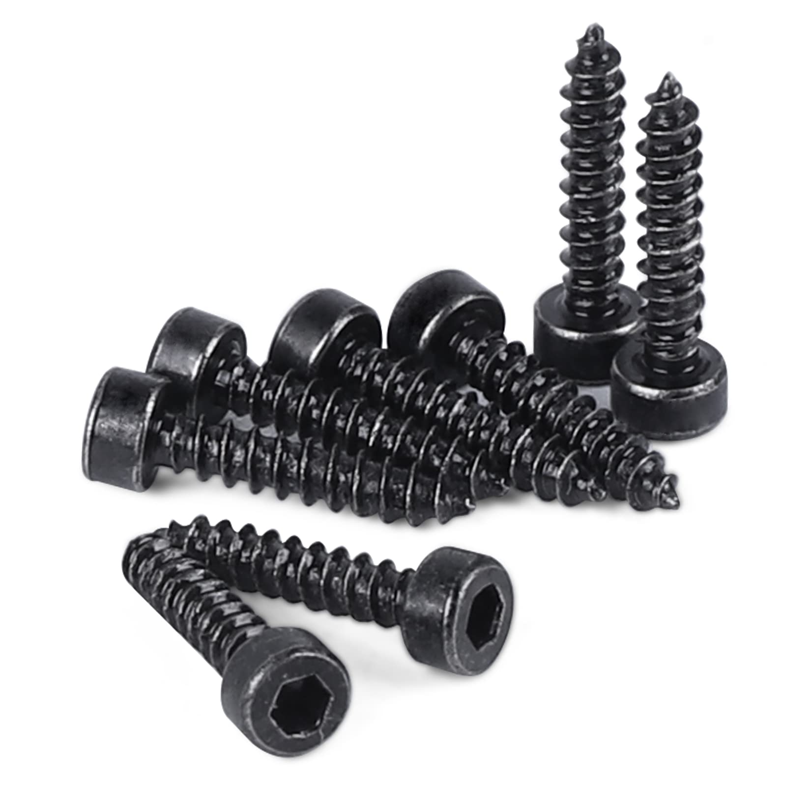 Niooliuk M2mm x 10mm Full Thread Hex Head Self Tapping Screws Black (Pack of 100)