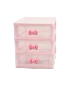 lovely pink receiving storage cabinets box with multi-layers and pink bowknot handle (three layers (7.06 x 5.22 x 6.09 inches))