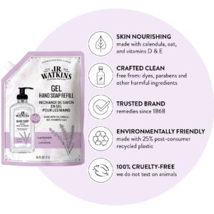 J.R. Watkins Gel Hand Soap Refill, Moisturizing Hand Wash, All Natural, Alcohol-Free, Cruelty-Free, USA Made, Lavender, 34 Fl Oz (Pack of 3)