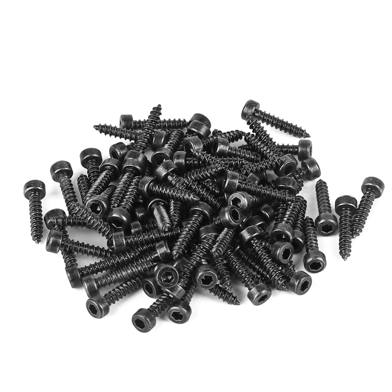 Niooliuk M2mm x 10mm Full Thread Hex Head Self Tapping Screws Black (Pack of 100)