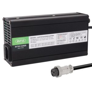 84v 5a li-ion battery smart charger for 20s 72v li-ion battery black aluminum case with cooling fan (gx16 1+ 3- plug)