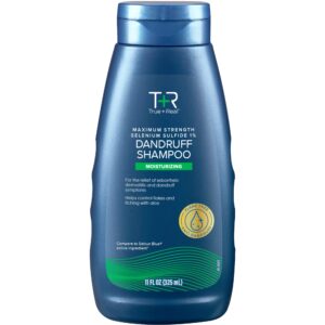 true+real moisturizing dandruff shampoo with aloe and selenium sulfide 1%, 11fl oz