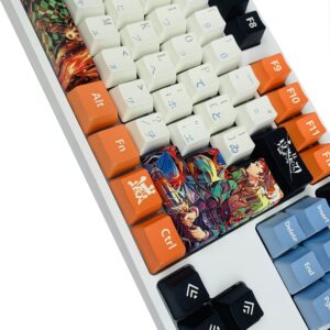 Japanese Anime Demon Slayer Keycaps 108 PBT Dye Sublimation OEM Profile for Cherry Mx Gateron Kailh Switch Mechanical Keyboard Colorful (Only keycaps)