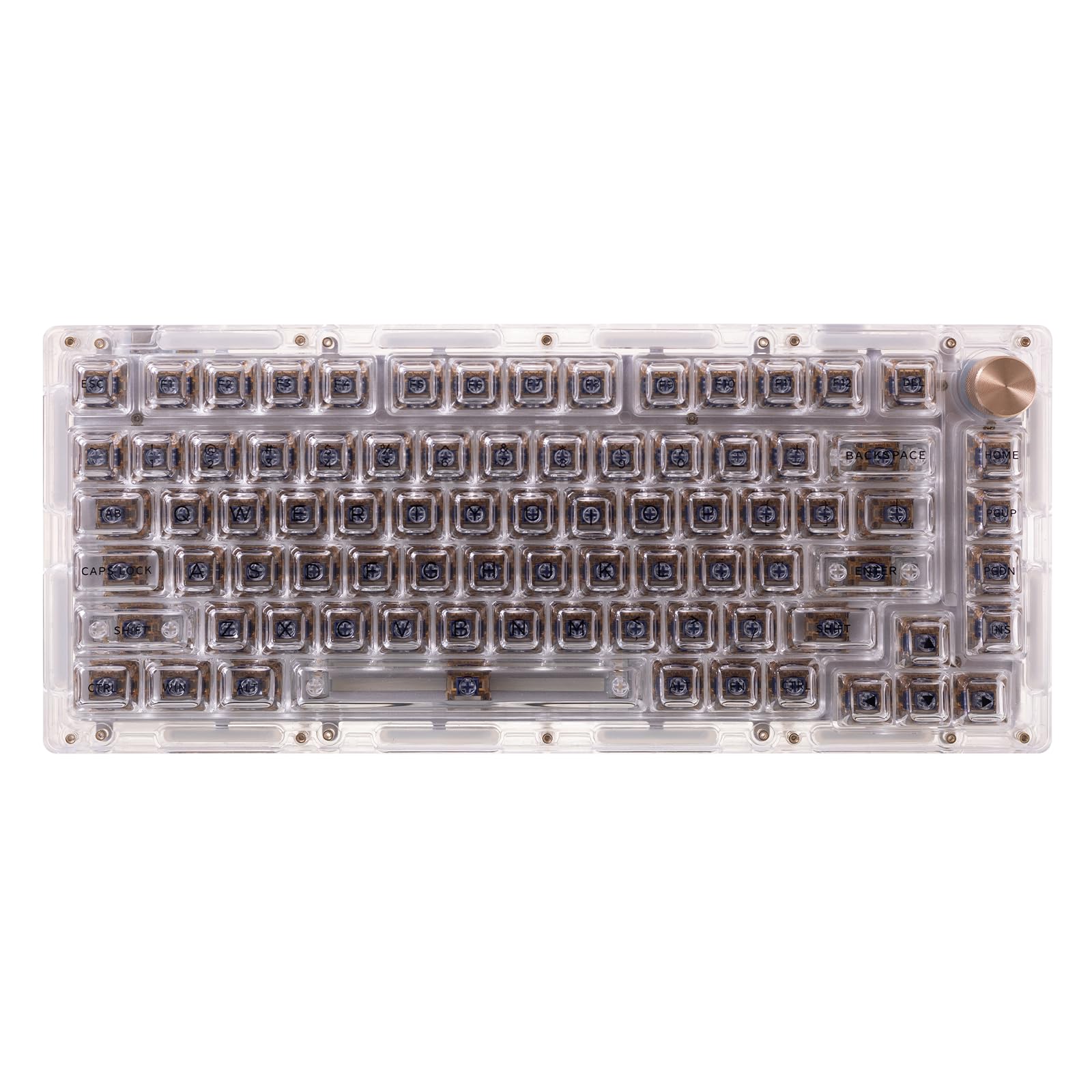 GK GAMAKAY 113 Keys Transparent PC Keycaps Set with 2.75 Shift, ASA Profile Keycaps for SN75 98% 75% Layout MX Gateron Kailh Switch Mechanical Gaming Keyboard (Amber Clear)