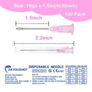 120Pack -18Ga 1.5inch(38mm) Dispensing Needle,Individual Package of Injection Syringe Accessories with Luer Lock,Suitable for Refilling Liquid, Inks,Livestock and Industry(38mm)…