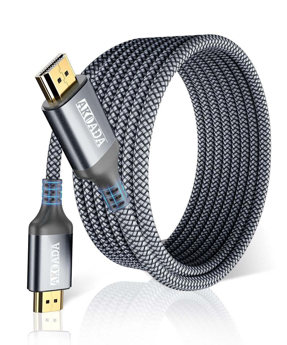 AkoaDa 4K HDMI Cable 15FT, 18Gbps High Speed HDMI 2.0 Braided Cable, 4K-60Hz HDR, Ultra HD, 2K, 1080P, ARC Compatible with TV, PC, PS5/4/3, Projector, Monitor ect.