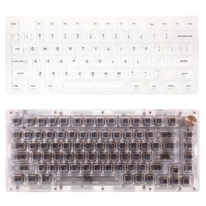 gk gamakay 113 keys transparent pc keycaps set with 2.75 shift, asa profile keycaps for sn75 98% 75% layout mx gateron kailh switch mechanical gaming keyboard (amber clear)