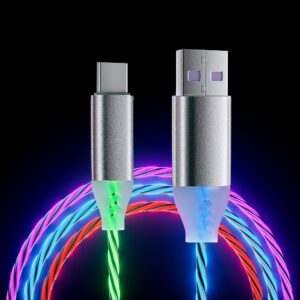 ulikto 6.6ft/2m usb cable 3a type c led light up charging cord 7 colors rgb gradual changing shining qc3.0 fast phone charger cord for galaxy s20/s10/s9 plus/note 20/switch/lg v30