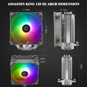 Thermalright Assassin King 120 SE ARGB CPU Air Cooler, AK120 SE ARB, 5 Heatpipes, TL-C12C-S PWM Quiet Fan CPU Cooler with S-FDB Bearing, for AMD AM4/AM5/Intel LGA1700/1150/1151/1200