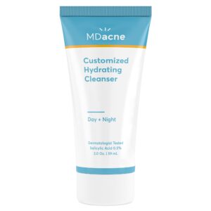 mdacne hydrating facial cleanser with micronized salicylic acid 0.5% - acne treatment with plant-based ingredients to remove dirt & oil, protect skin & unclog pores - soothes redness & inflammation