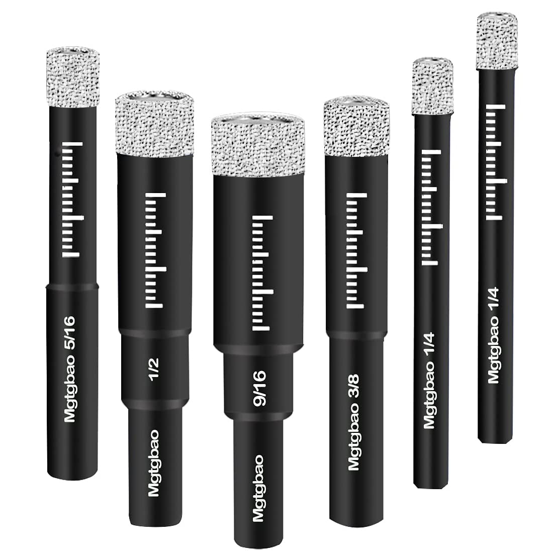 Mgtgbao 6PCS Dry Diamond Drill Bits Set, Core Drill bit for Many Hard Materials Granite Marble Tile Ceramic Stone Glass (NOT for Wood) Round Shank Diamond Hole Saw Kit 1/4~9/16