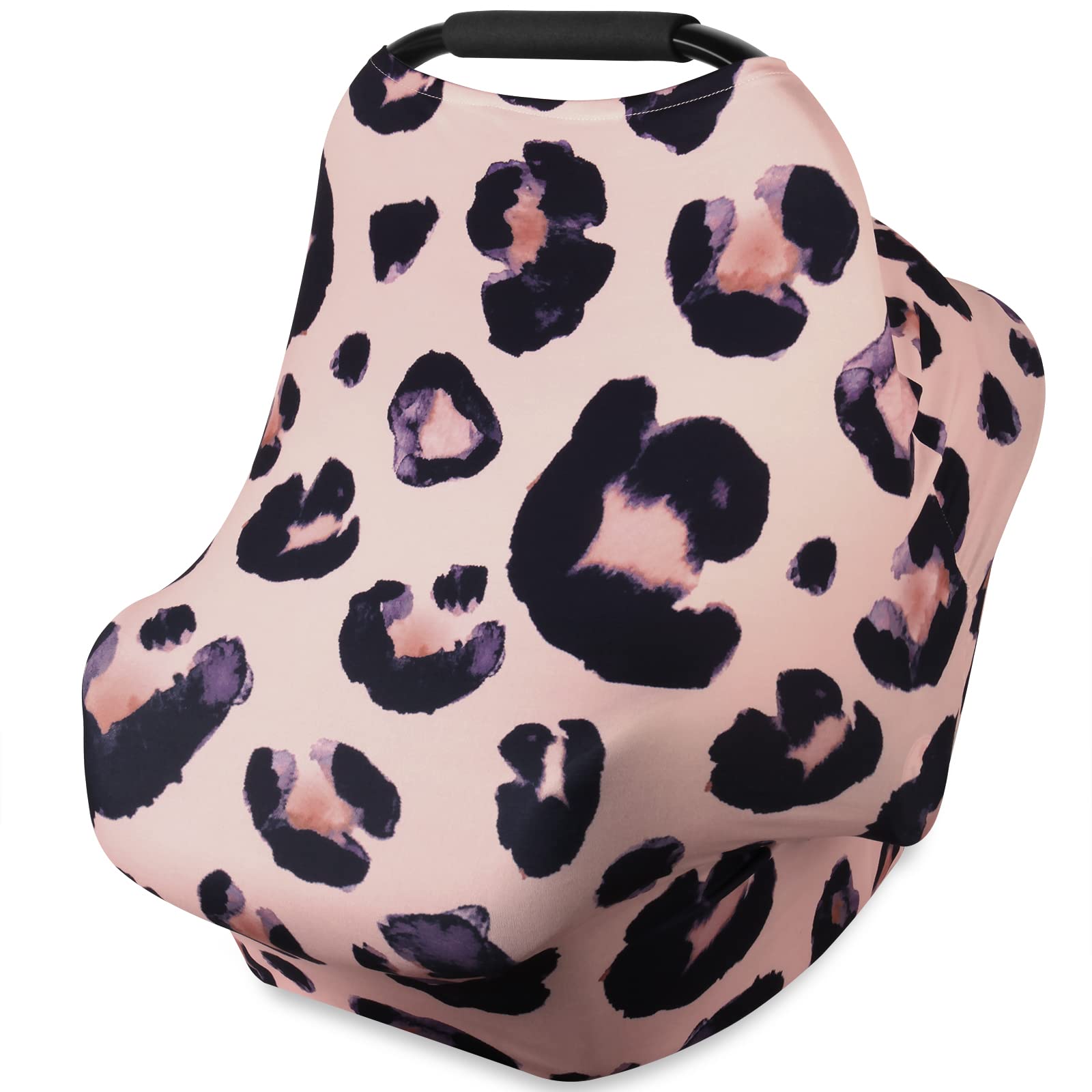 Metplus Car Seat Covers for Babies, Multi Use Infant Carseat Canopy, Stretchy Baby Carrier Cover, Soft Breathable Nursing Cover for Breastfeeding, Newborn Boy Girl Shower Gifts, Leopard