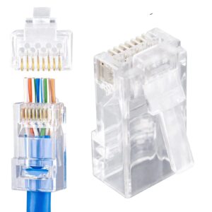 w-nectoun cat6 pass through connector,100-pack cat6 rj45 ends,utp network plug for solid strand cable