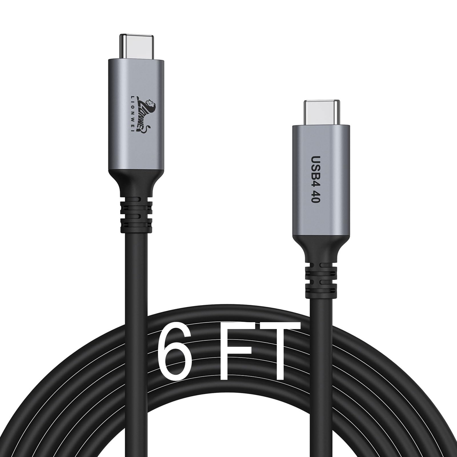 LIONWEI 6Ft USB4 Cable for Thunderbolt 4 Devices, 100W 40Gbp USB C Cable 8K Display/Dual 4K, Compatible with Thunderbolt 3/4 Devices, USB4 Cable for MacBook, Hub, Docking