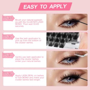 DIY Eyelash Extensions 78pcs Crislashes Mixed Eyelash Clusters 8-16mm D Curl Volume DIY Cluster Eyelash Extensions for Home Use(H-D Curl Mix8-16mm)