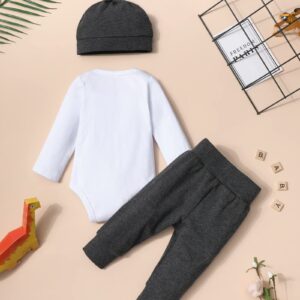 AGAPENG Newborn Boy Outfits Infant Boy Clothes Little Brother Outfit Long Sleeve Romper Pants with Hat Newborn Baby Boy Clothes