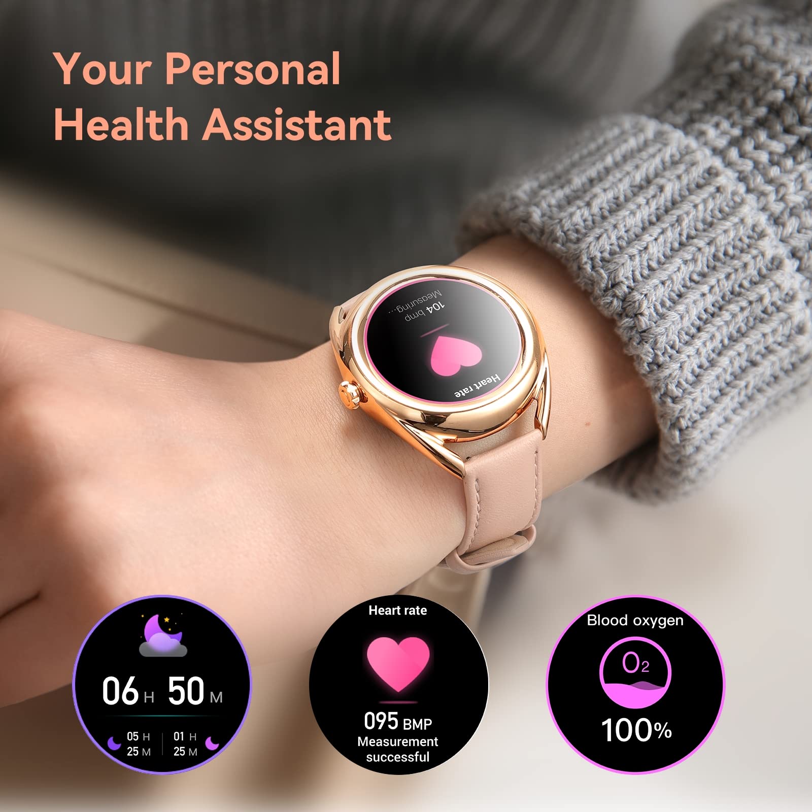 Parsonver Smart Watches for Women with Smaller-Sized Fashion Ladies Smartwatch for iPhone Android Phones,1.09'' Fitness Tracker, activity trackers, Heart Rate, Sleep Monitor, Calories, Pedometer, Gift