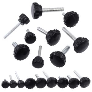 swpeet 20pcs m6 x 30mm black round male thread knurled clamping knobs grip thumb screw assortment kit, knurled handle bolts grip for quick remove screws clamping screws