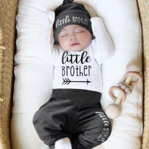 AGAPENG Newborn Boy Outfits Infant Boy Clothes Little Brother Outfit Long Sleeve Romper Pants with Hat Newborn Baby Boy Clothes