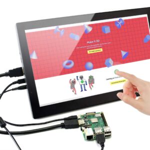 waveshare 13.3inch Capacitive Touch Screen LCD V2 with Case Compatible with Raspberry Pi 4B/3B+/3A+/2B/B+/A+/Zero/Zero W/WH/Zero 2W CM3+/4 1920×1080 Resolution HDMI IPS Supports Jetson Nano/Windows