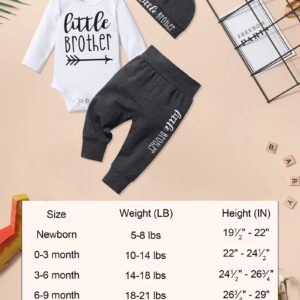 AGAPENG Newborn Boy Outfits Infant Boy Clothes Little Brother Outfit Long Sleeve Romper Pants with Hat Newborn Baby Boy Clothes