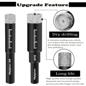 Mgtgbao 6PCS Dry Diamond Drill Bits Set, Core Drill bit for Many Hard Materials Granite Marble Tile Ceramic Stone Glass (NOT for Wood) Round Shank Diamond Hole Saw Kit 1/4~9/16