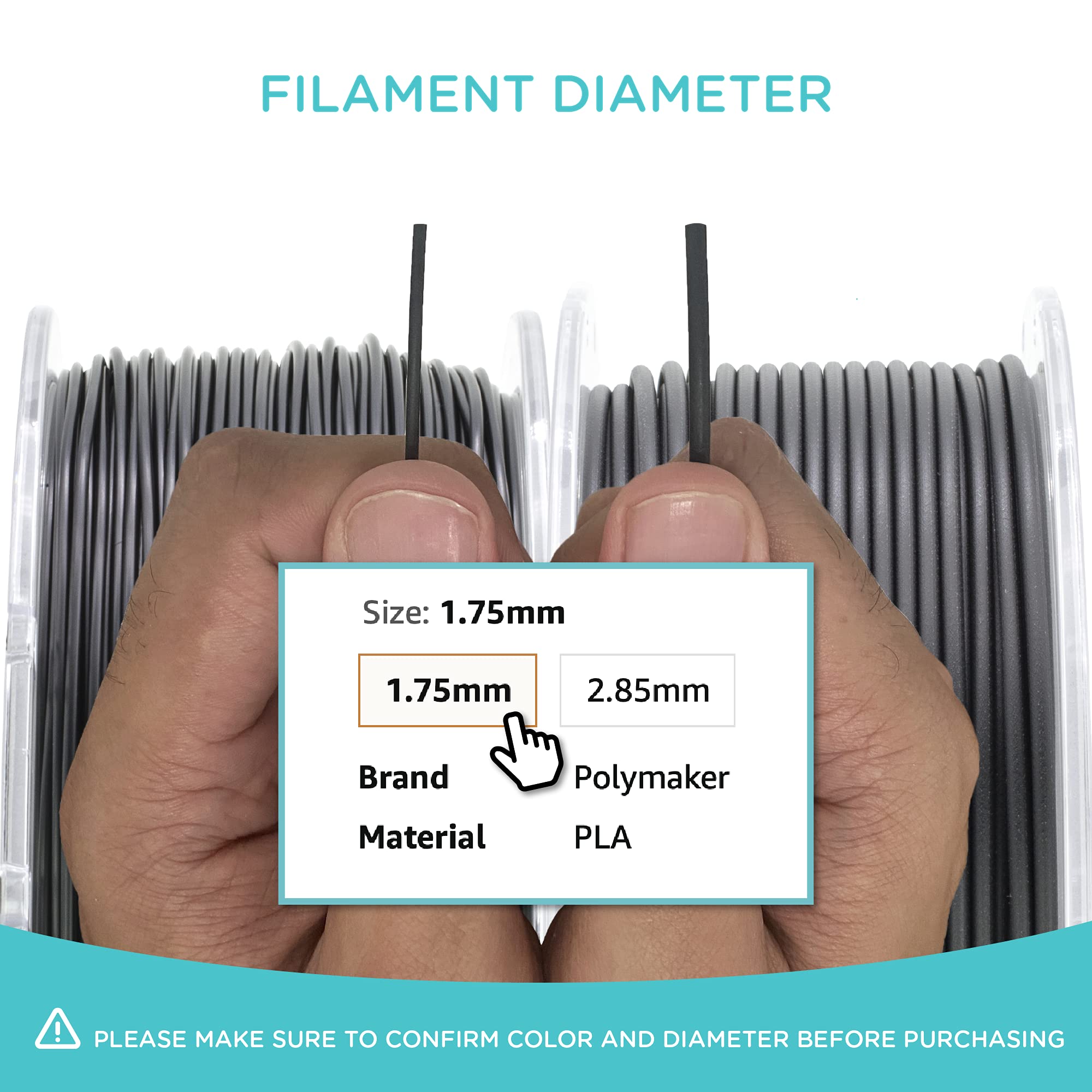 Polymaker ABS Filament 1.75mm Dark Grey, ABS 3D Printer Filament 1.75mm Heat Resistant 1kg - PolyLite ABS 3D Printing Filament 1.75mm, Strong & Durable, Dimensional Accuracy +/- 0.03mm