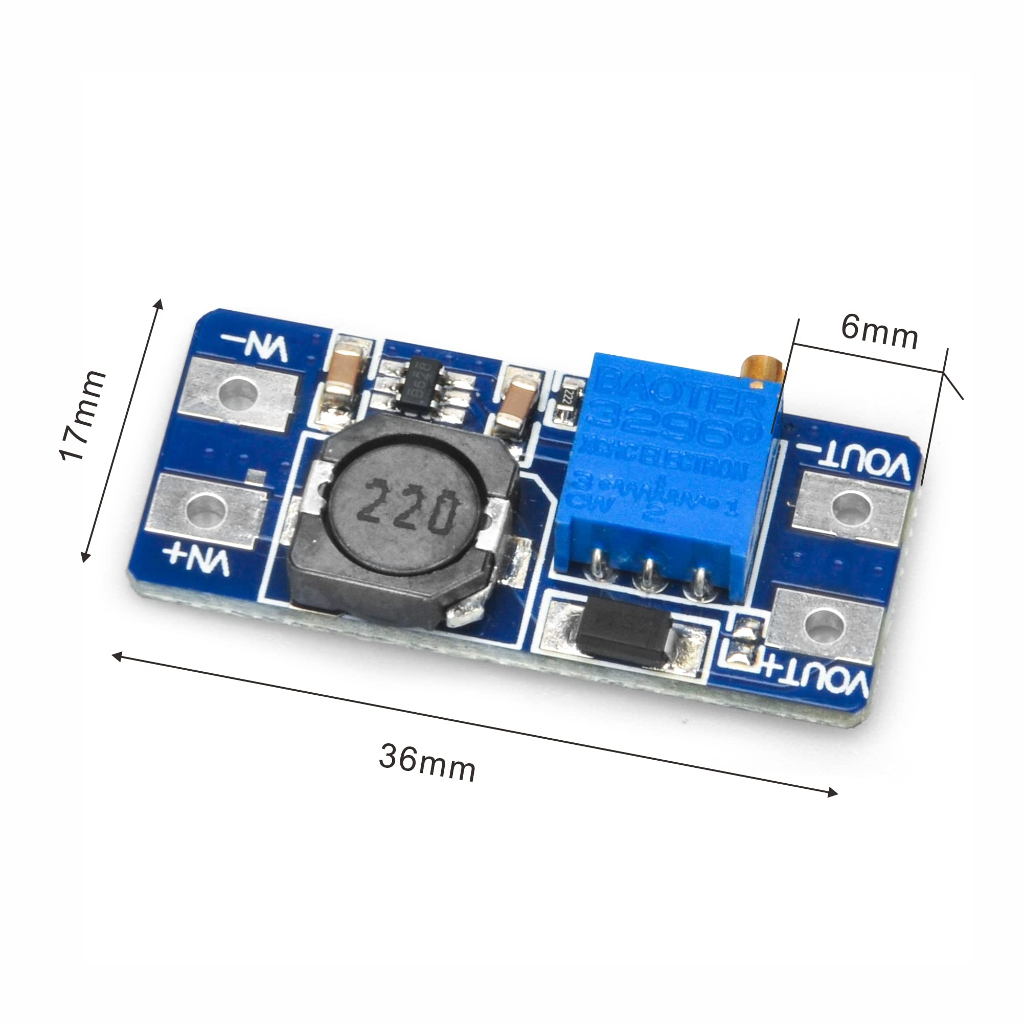 OSOYOO 10PCS MT3608 DC-DC Step Up Boost Converter Module 2A Adjustable Voltage Regulator Board Input Voltage 2.5V-15V to 5V-20V Output Voltage for Arduino