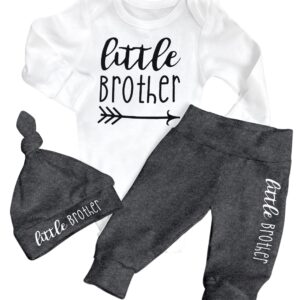 AGAPENG Newborn Boy Outfits Infant Boy Clothes Little Brother Outfit Long Sleeve Romper Pants with Hat Newborn Baby Boy Clothes